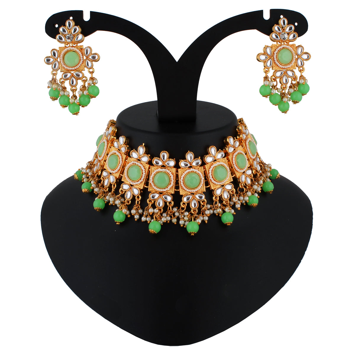 Princess Elegant Green Kundan Set – ethnichype